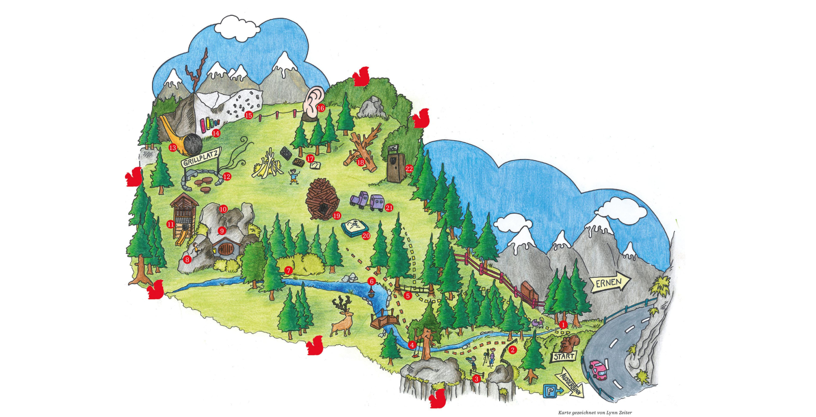 Karte mit Stationen | Zauberwald Ernen
